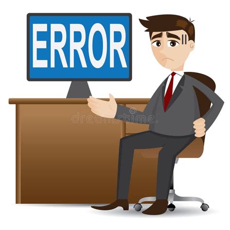 Cartoon Businessman Showing Error Computer Stock Vector Illustration