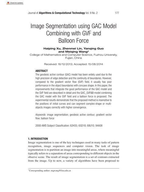 Pdf Image Segmentation Using Gac Model Combining With Gvf And Balloon Force