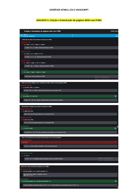 Exerícios Html5 Css Java Script Tecnologia Web Html 5 Css E