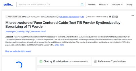 Microstructure Of Face Centered Cubic Fcc Tib Powder Synthesized By Boronizing Of Ti Powder