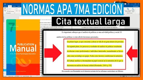 Cita Textual Larga Según Normas Apa 7ma Edición En Documento Word Youtube