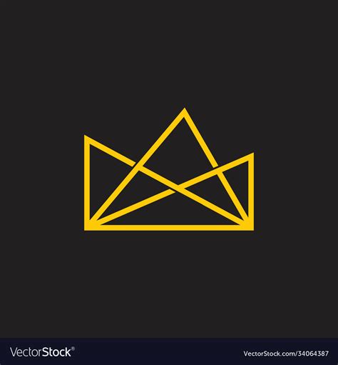 Crown Linked Triangles Thin Lines Art Logo Vector Image