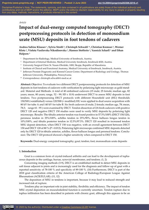 Pdf Impact Of Dual Energy Computed Tomography Dect Postprocessing