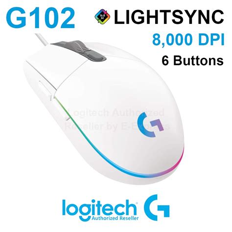 Logitech G102 Lightsync Gaming Mouse สีขาว เม้าส์สำหรับเล่นเกมส์ ของแท้ ประกันศูนย์ 2ปี Shopee