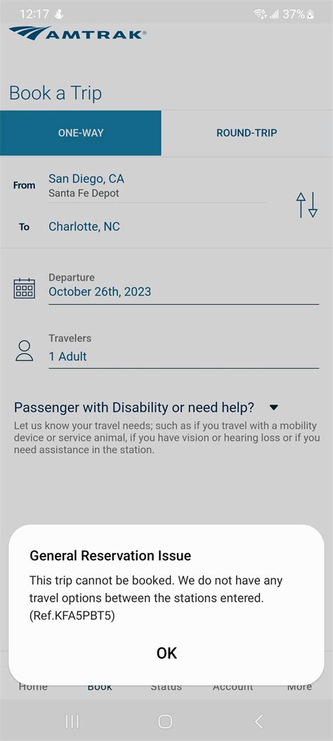 General Reservation Issue Error Ramtrak