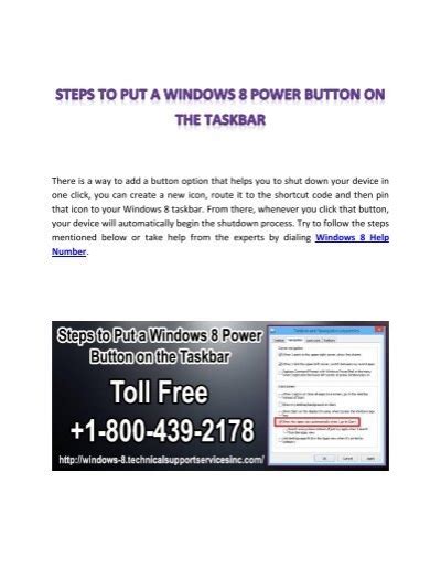 steps to put a windows 8 power button on the taskbar