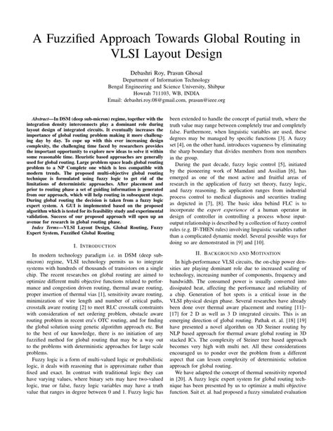Pdf A Fuzzified Approach Towards Global Routing In Vlsi Layout Design