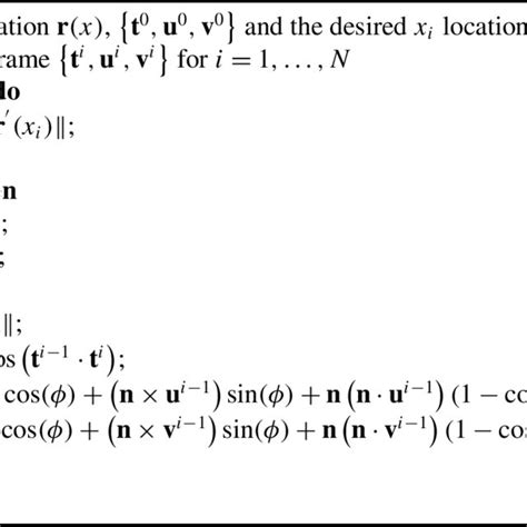 The Bishop Frame For A Selected Number Of Points Along A Spatial Curve