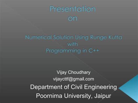 Numerical Solution Using Runge Kutta With Programming In C Ppt