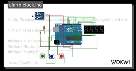 57 thermostat using 7 segment and 3 buttons wokwi esp32 stm32 arduino simulator