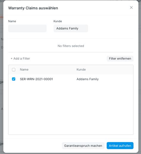 Item Not Transfered From Warranty Claim To Maintenance Visit · Issue