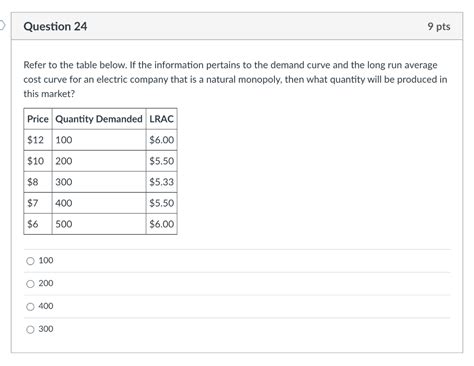 Solved D Question 23 9 Pts Refer To The Table Below This