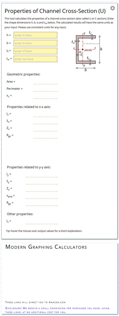 Properties Of Channel Cross Section U Calcresource