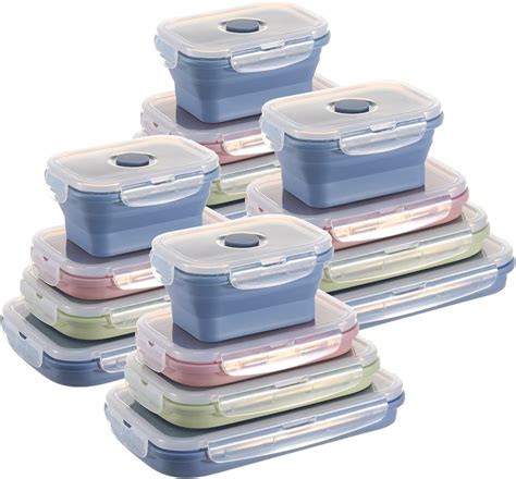 Nuanchu 4 Sets 16 Pcs Silicone Food Storage Containers With