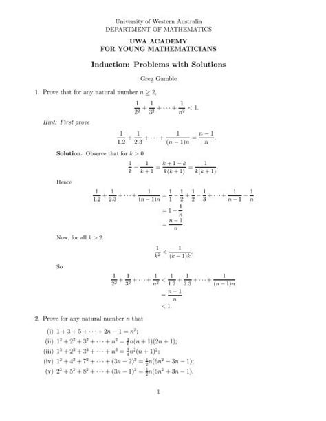 Induction Problems With Solutions