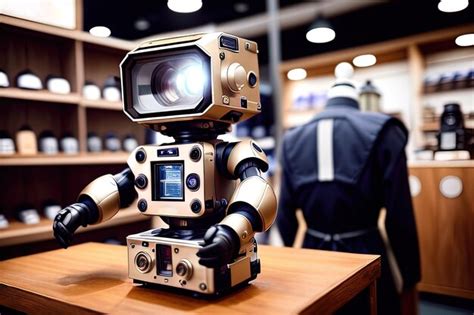 Premium Ai Image Cute Realistic Robot Assistant On The Store Counter
