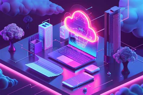 Cloud Computing Digital Cityscape Stock Illustration Illustration Of