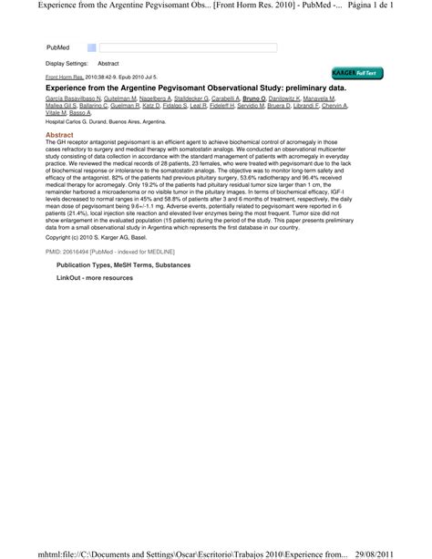 Pdf Pegvisomant Acromegaly