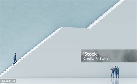 계단을 올라가는 사업가 비즈니스 성공 경력 개념 3d 렌더링 그림 개념에 대한 스톡 사진 및 기타 이미지 개념 비즈니스 조언 Istock