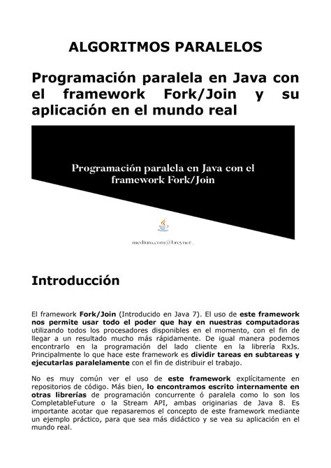 Programacion Paralela Con Java Fork Join Ejemplo Practico Algoritmos Paralelos Programación