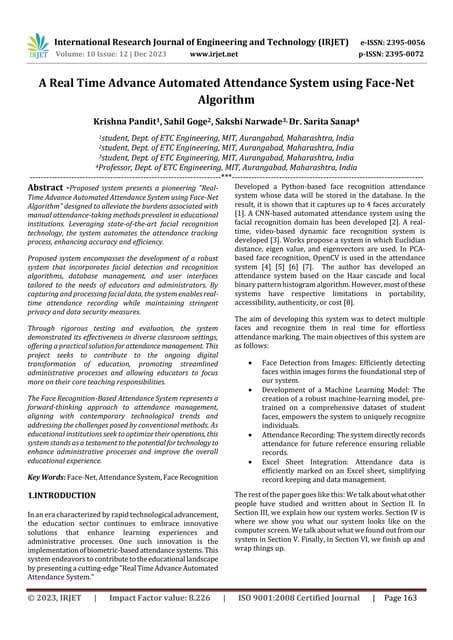 Implementation Of Automated Attendance System Using Deep Learning Ppt