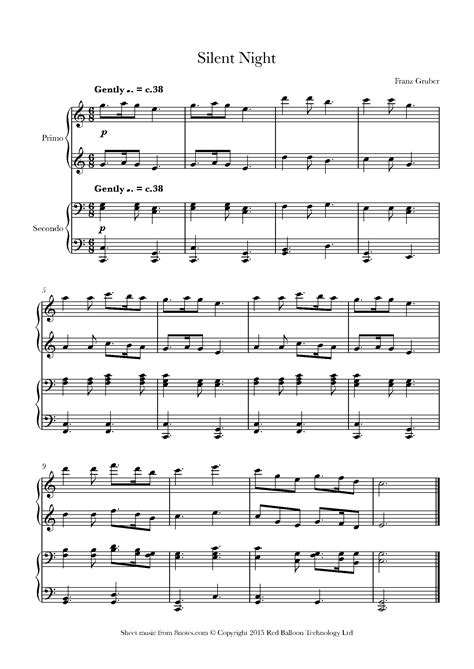 Silent Night Piano Sheet Music Free Printable Prntbl