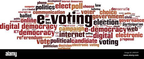 E Voting Word Cloud Concept Collage Made Of Words About E Voting Vector Illustration Stock