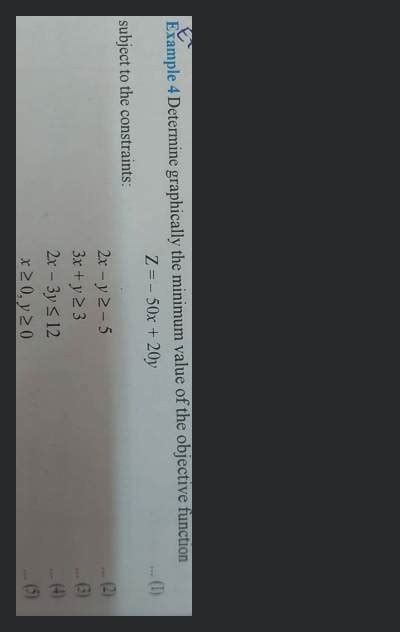 Example 4 Determine Graphically The Minimum Value Of The Objective Functi