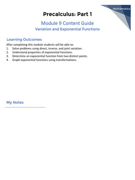 M9 Cont Guide Pdf Exponential Function Function Mathematics