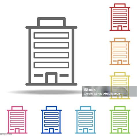 사무실 건물 아이콘입니다 멀티에서 건물의 요소 아이콘 색깔 정보 그래픽 모바일 응용 프로그램 웹 디자인 웹 사이트에 대 한 간단한 아이콘 0명에 대한 스톡 벡터 아트 및