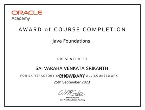 Chowdary Sai Varaha Venkata Srikanth On Linkedin Oracle