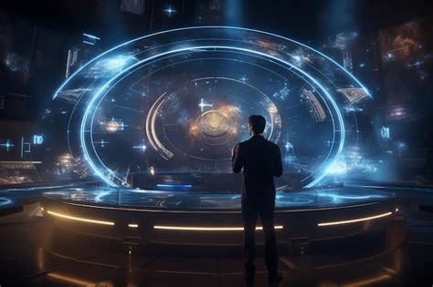 Premium Photo A Futuristic Holographic Display Projecting Na Generative Ai