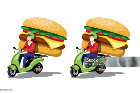 큰 고립 된 오토바이 벡터 다채로운 아이콘 Gps 추적 위치를 통해 오토바이로 배달의 플랫 일러스트레이션 배달 자전거 햄버거 및 음식 배달 즉시 배달 온라인 배달 자전거