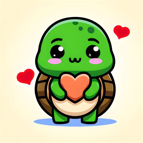 Cute Turtle Holding Heart Valentine Clipart · Creative Fabrica