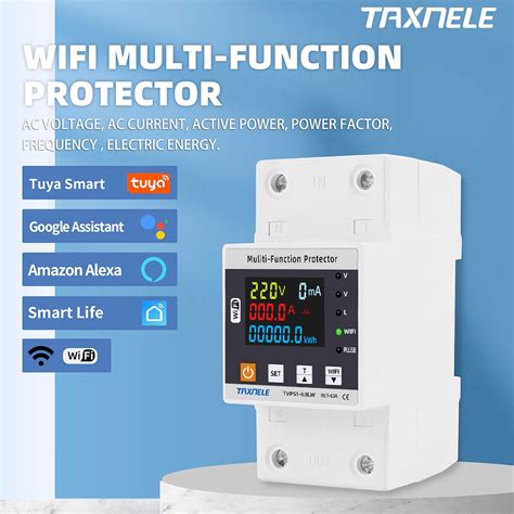 Wifi Smart Switch Tuya Energy Meter Kwh Metering 63a Circuit Breaker Timer With Voltage Current