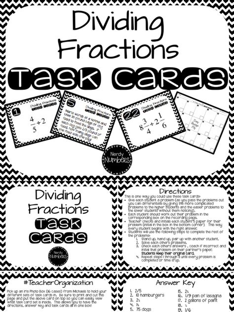 Dividing Fractions Task Cards Pdf