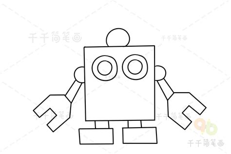 可爱机器人简笔画画法图片步骤