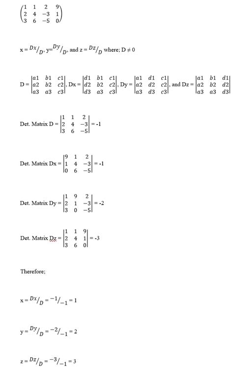 Matrices Assessment Answers