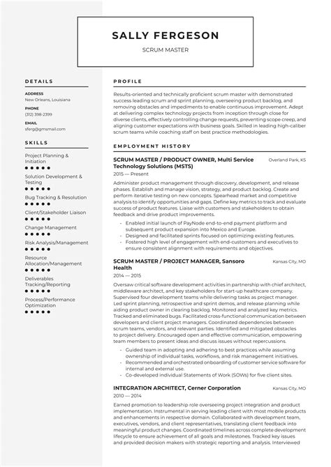 Scrum Master Resume Example And Writing Guide