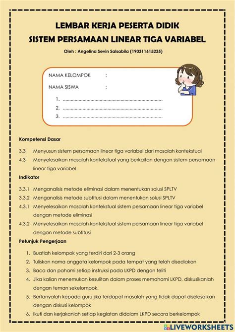 E Lkpd Sistem Persamaan Linear Tiga Variabel 2360811