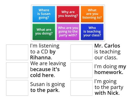 Present Continuous Wh Questions 2 Match Up Present Continuous Wh Questions 2 Match Up