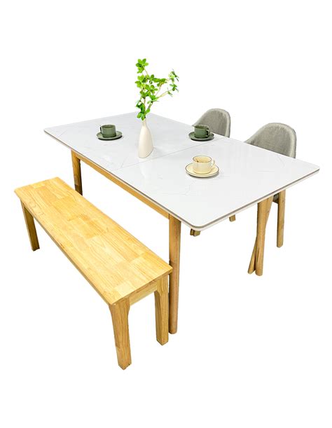 Lena Solid Wood Retractable Table With Dining Chair 1 Table 4 Chairs
