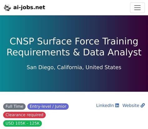 [hiring] cnsp surface force training requirements and data analyst in san