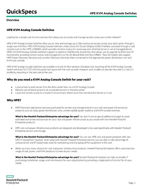 Hpe Kvm Analog Console Switches