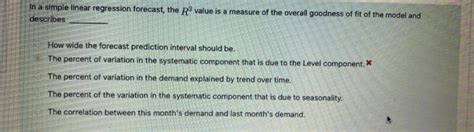 In A Simple Linear Regression Forecast The R Value Chegg
