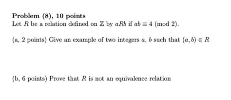 Solved Problem 8 10 Points Let R Be A Relation Defined On