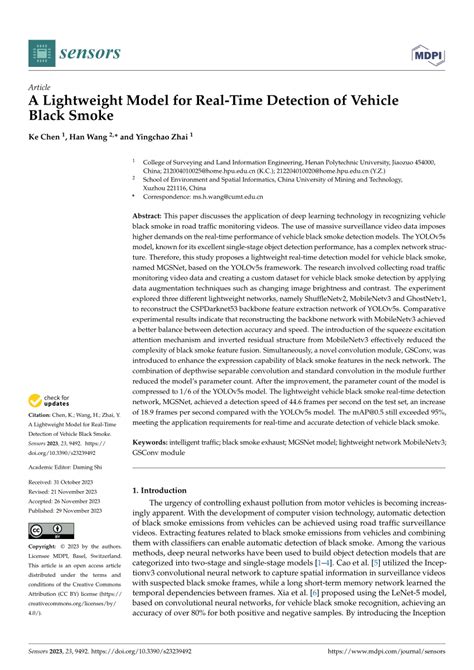 Pdf A Lightweight Model For Real Time Detection Of Vehicle Black Smoke