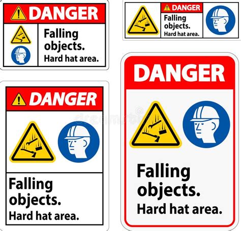 Danger Sign Falling Objects Hard Hat Area Stock Vector Illustration Of Falling Situation