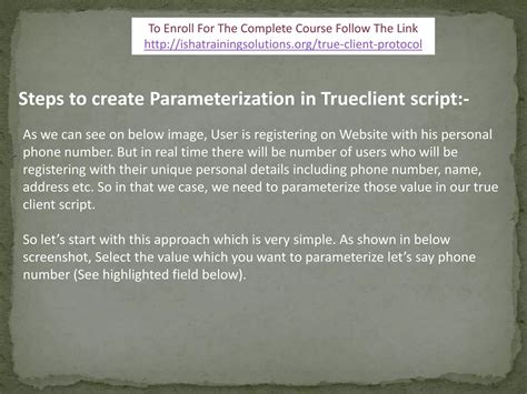 parametrization using truclient protocol pptx