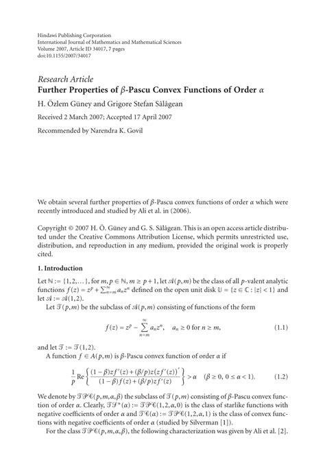 Pdf Further Properties Of β Pascu Convex Functions Of Order α